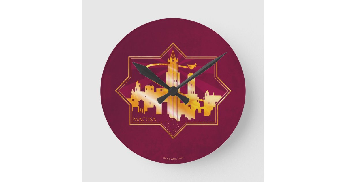 MACUSA™ Graphic Badge Round Clock | Zazzle