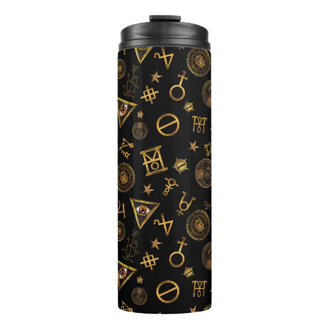 MACUSA™ Magic Symbols And Crests Pattern Thermal Tumbler | Zazzle