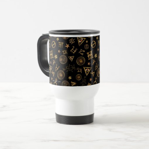 MACUSA™ Magic Symbols And Crests Pattern Travel Mug | Zazzle