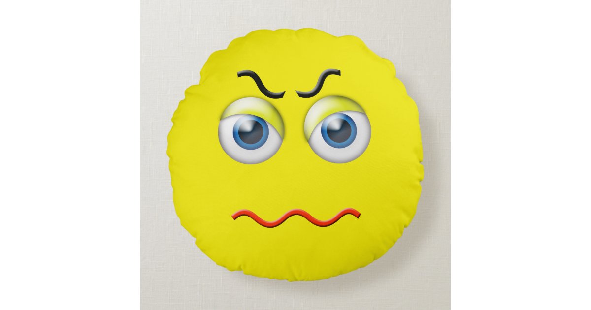 Mad Angry Emoji Round Pillow | Zazzle