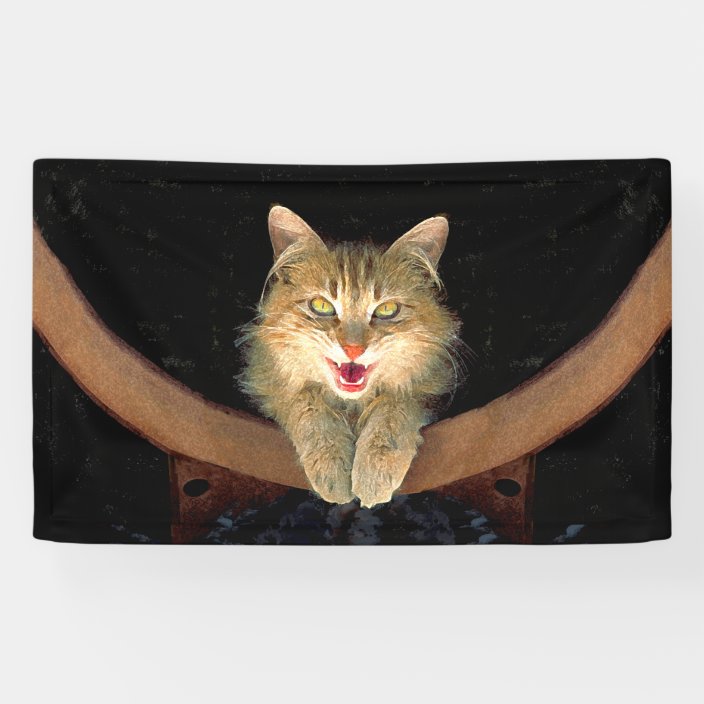 Mad Cat Painting - Cute Original Cat Art Banner | Zazzle.com