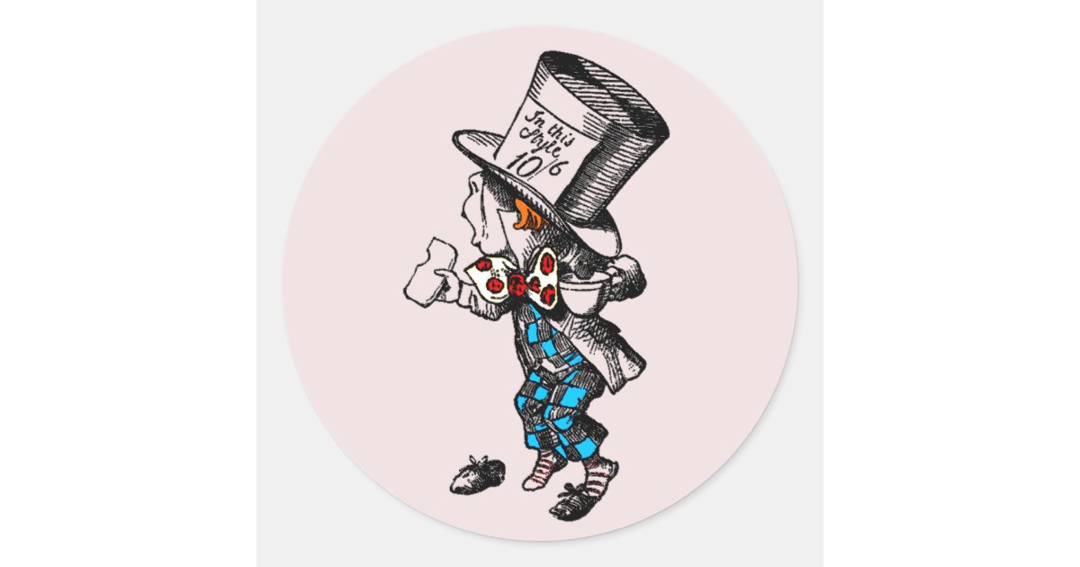 Mad Hatter Alice In Wonderland Classic Round Sticker | Zazzle