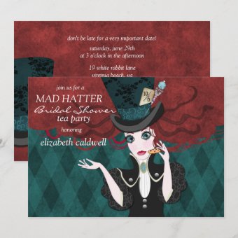 Mad Hatter Bridal Shower Tea Party Invitation | Zazzle