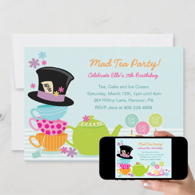 Mad Hatter Tea Birthday Party Invitations | Zazzle
