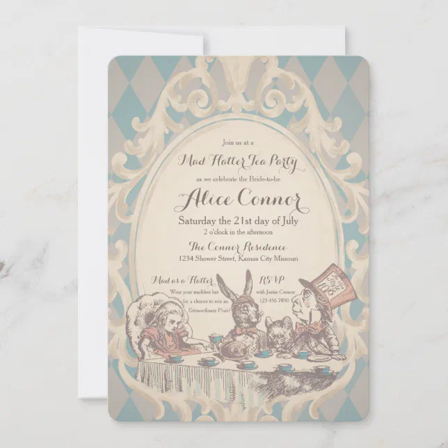 Mad Hatter Tea Party Bridal Shower Invitations | Zazzle