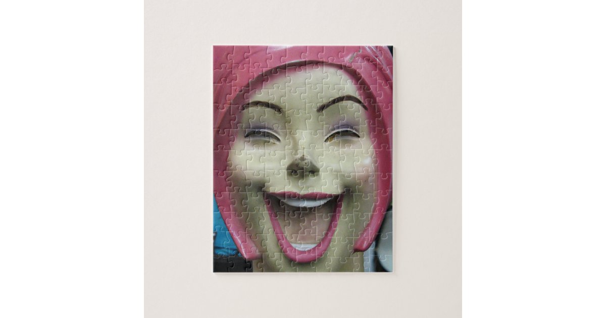 Mad Laughing Mannequin ~ Uncanny Valley Girl Jigsaw Puzzle | Zazzle
