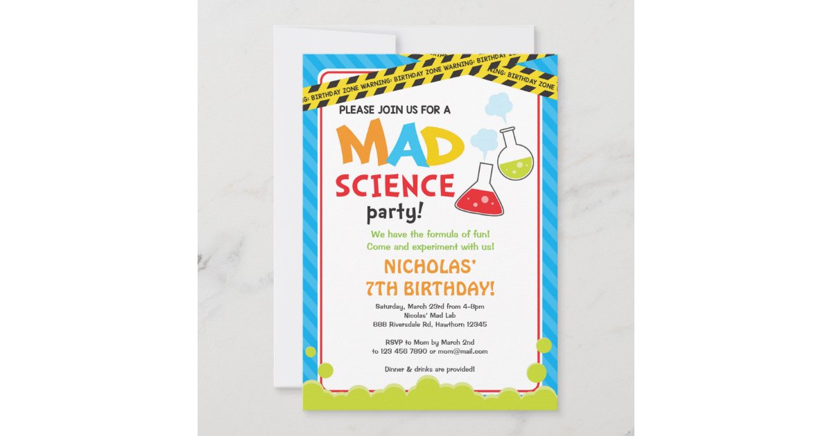 Mad Science Birthday Invitation / Mad Scientist | Zazzle