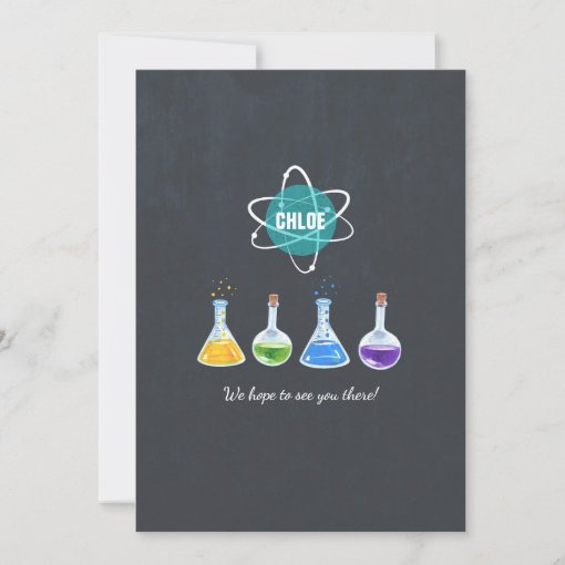 Mad Science Birthday Party Chalkboard Girl Invitation | Zazzle