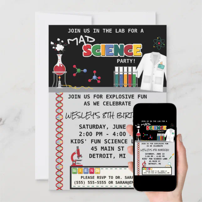 Mad Science Birthday Party Invitation | Zazzle