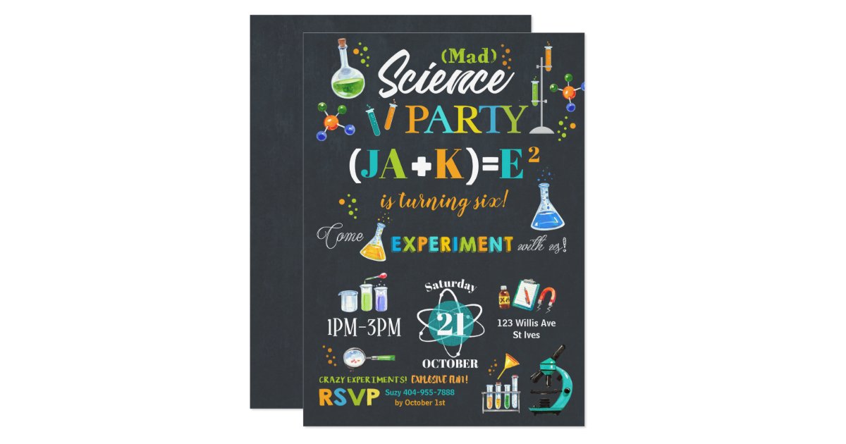 Mad Science Party Birthday Invitation Boy | Zazzle.com