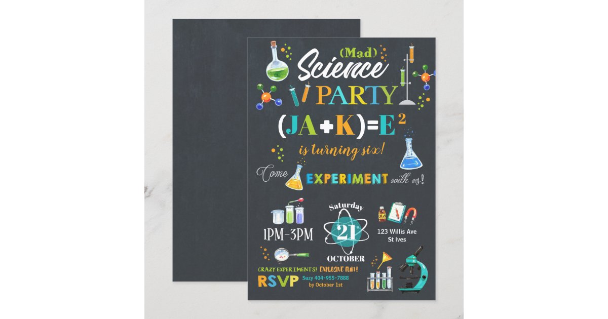 Mad Science Party Birthday Invitation Boy | Zazzle