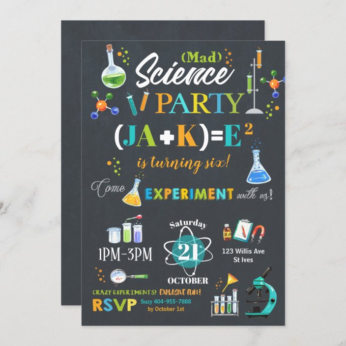 Mad Science Party Birthday Invitation Boy | Zazzle.com