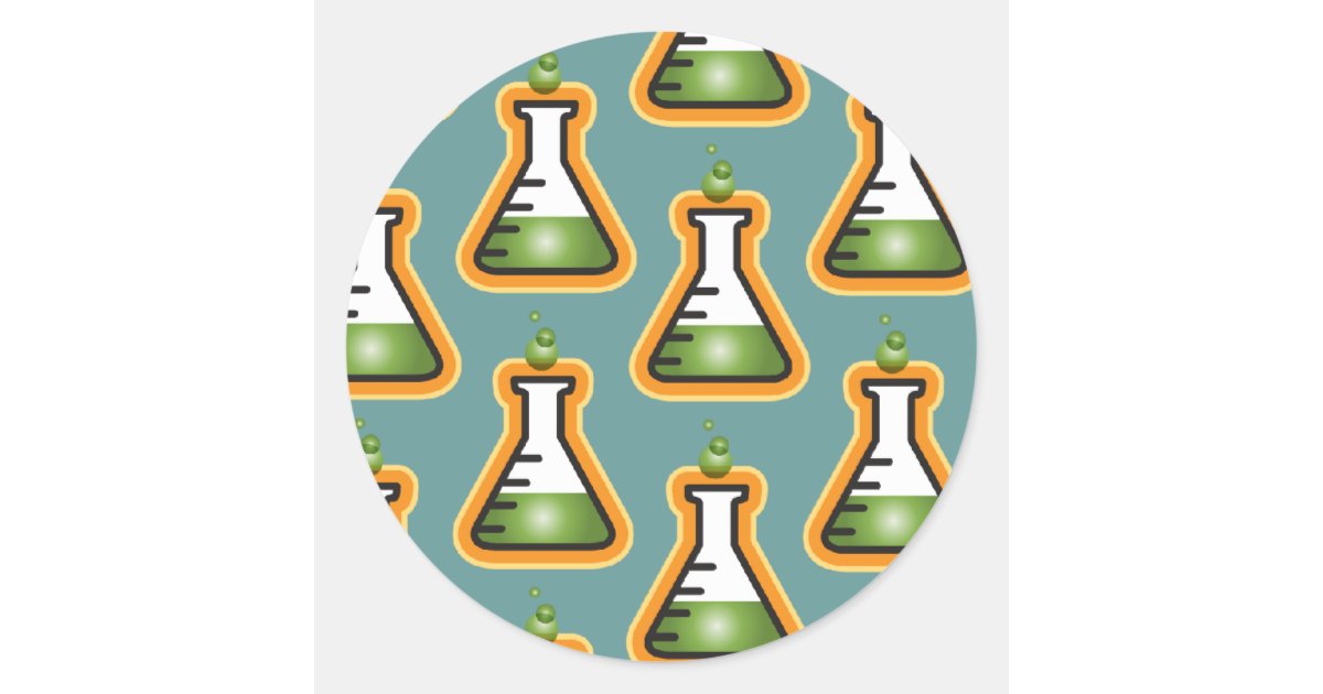 Mad Scientist Beakers Classic Round Sticker | Zazzle