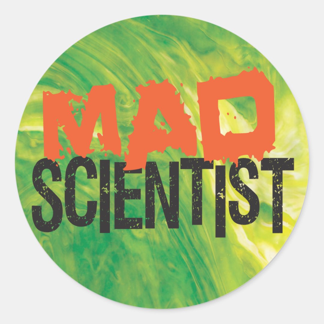 Mad Scientist Classic Round Sticker | Zazzle