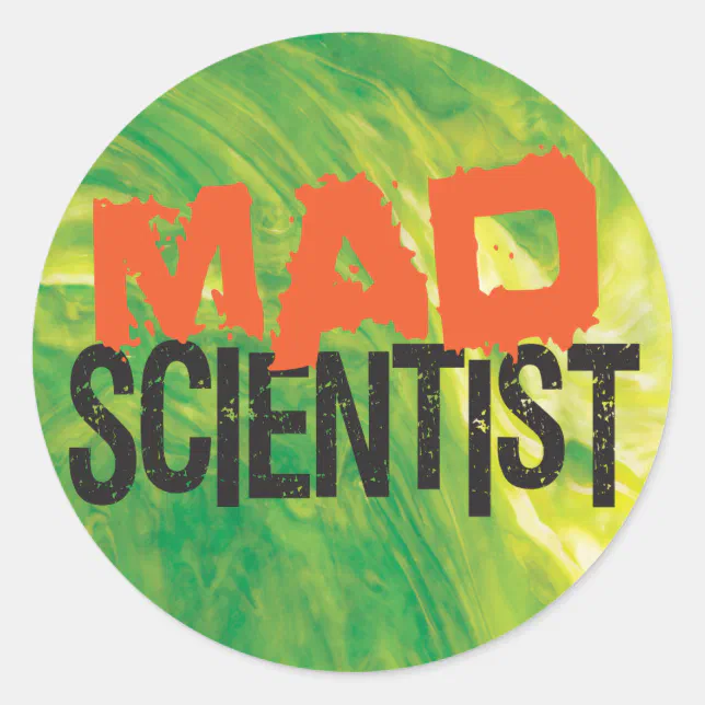 Mad Scientist Classic Round Sticker | Zazzle