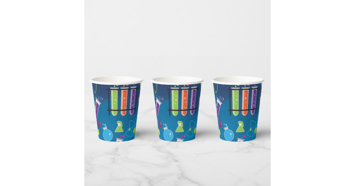 Mad Scientist Colorful Fun Science Birthday Party Paper Cups | Zazzle