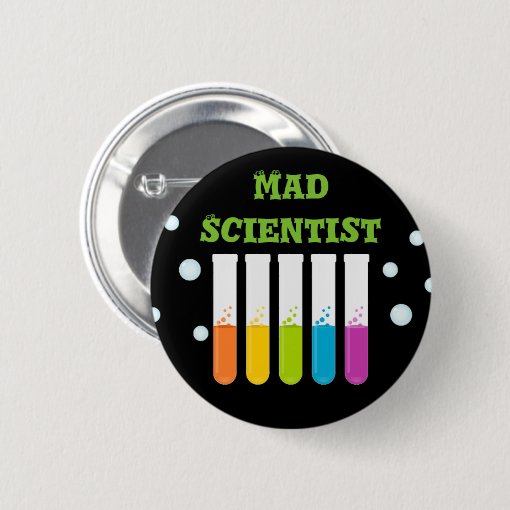 Mad Scientist Colorful Test Tubes Birthday Party Button | Zazzle