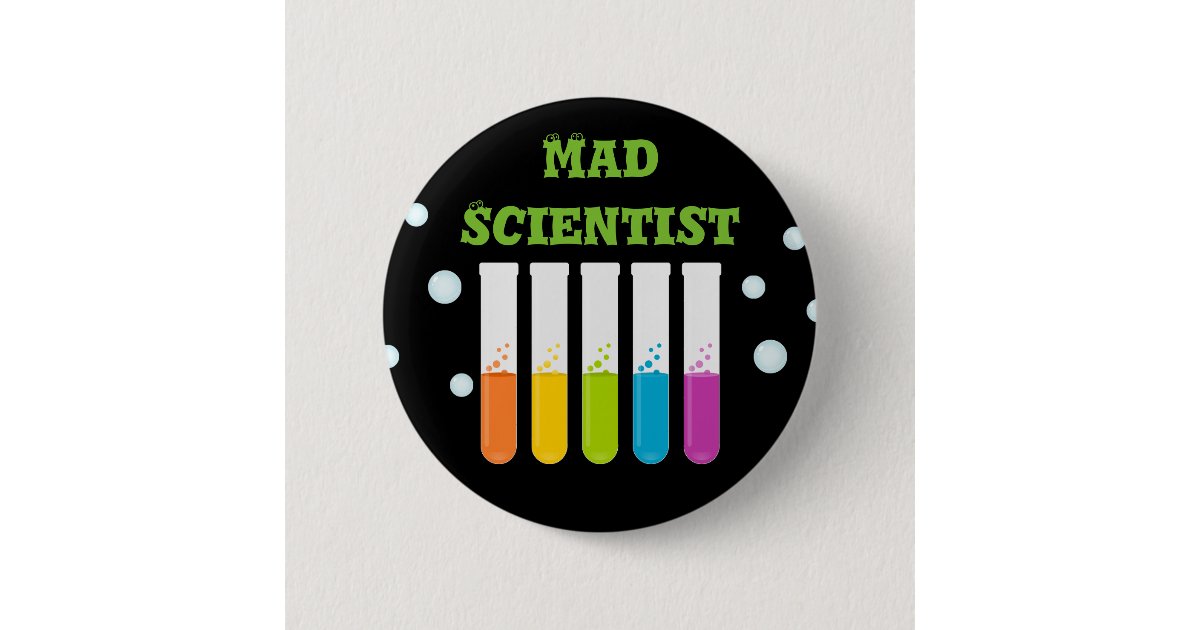 Mad Scientist Colorful Test Tubes Birthday Party Button | Zazzle