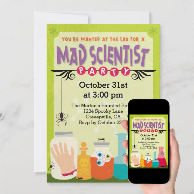 Mad Scientist Party Invitation | Zazzle