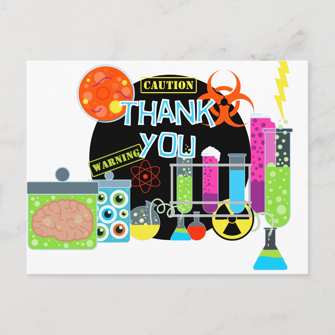 Mad Scientist Thank You Postcard | Zazzle