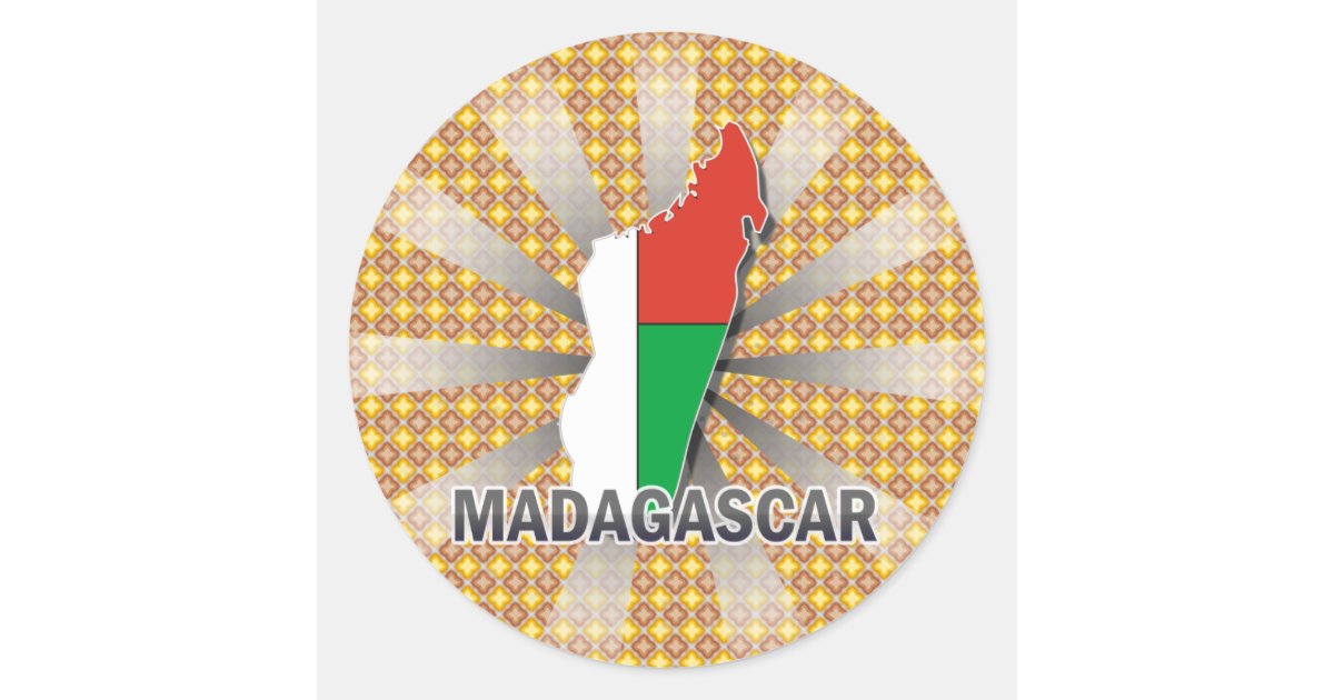 Madagascar Flag Map 2.0 Classic Round Sticker | Zazzle