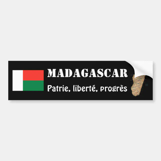 Madagascar Flag + Map Bumper Sticker | Zazzle