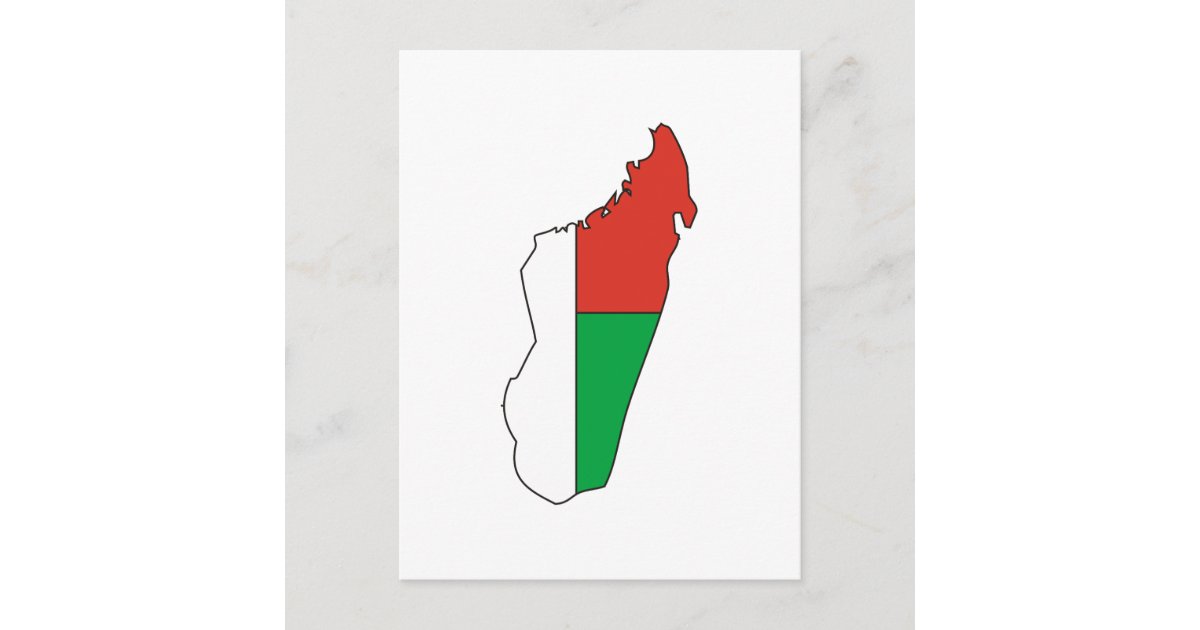 Madagascar flag map postcard | Zazzle