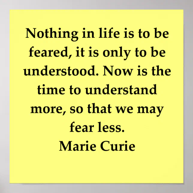 madam marie curie quote poster | Zazzle
