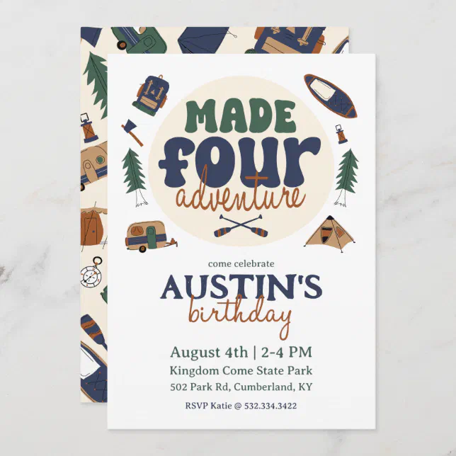 Made For Adventure 4th Birthday Invitation | Zazzle