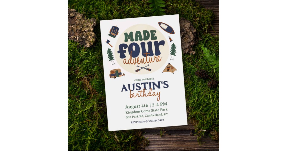 Made For Adventure 4th Birthday Invitation | Zazzle