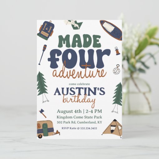 Made For Adventure 4th Birthday Invitation | Zazzle