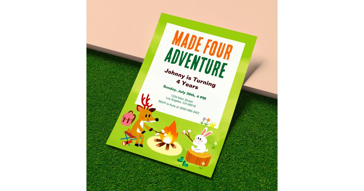 Made Four Adventure 4th Birthday Invitation | Zazzle