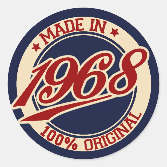 Made In 1968 Classic Round Sticker | Zazzle