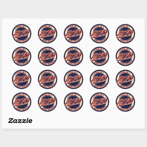 Made In 1970 Classic Round Sticker | Zazzle