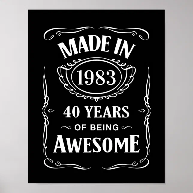 Made in 1983 40 years of being awesome 2023 bday poster | Zazzle