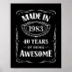 Made in 1983 40 years of being awesome 2023 bday poster | Zazzle