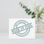 Made in 1985 Birth Year Round Rubber Stamp Logo Postcard | Zazzle