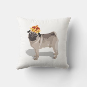 Made in China Pug with Crown and Flag Pillow | Zazzle