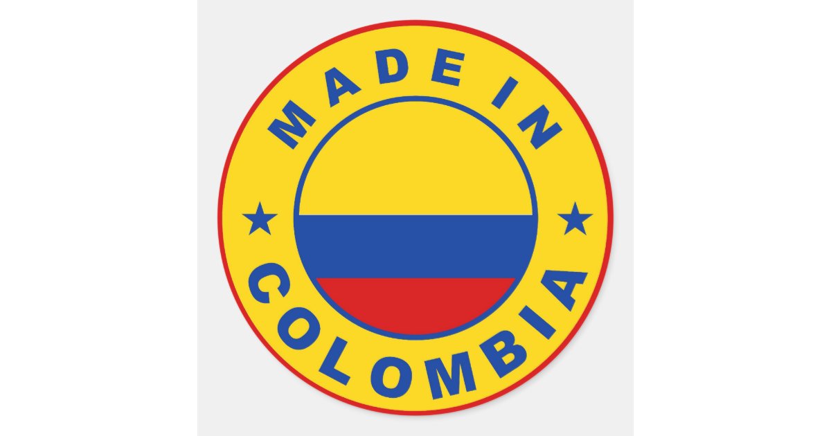 made in colombia country flag product label round | Zazzle