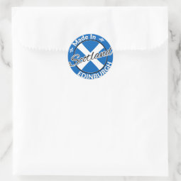 Made in Edinburgh Scotland Saltire Flag Classic Round Sticker | Zazzle