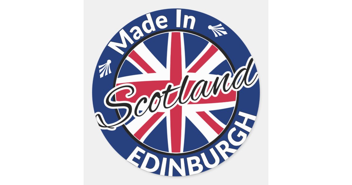 Made in Edinburgh Scotland Union Jack Flag Classic Round Sticker | Zazzle