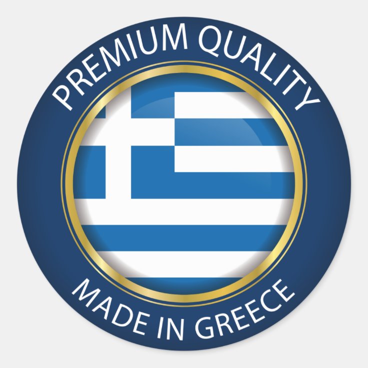 Made in Greece Flag, Greek Artwork Seal, Icon Classic Round Sticker ...