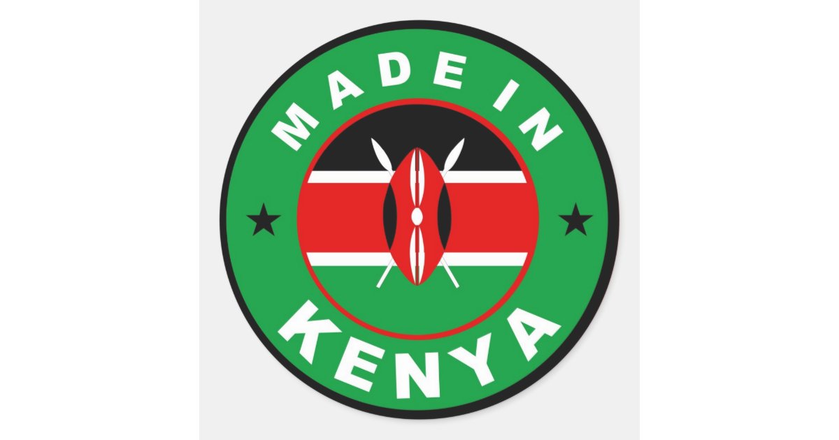 made in kenya country flag product label round | Zazzle