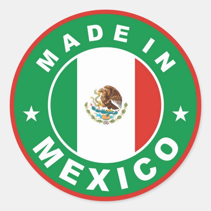 made in mexico country flag product label round | Zazzle