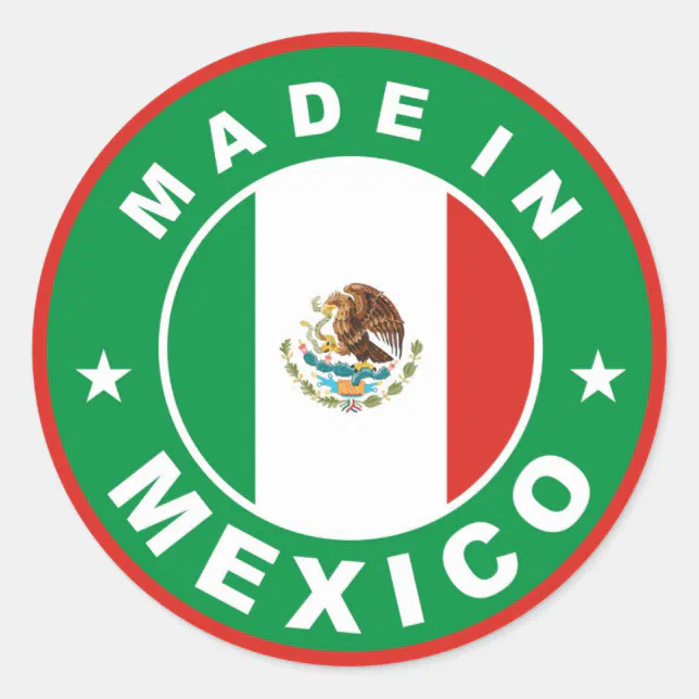 made in mexico country flag product label round | Zazzle
