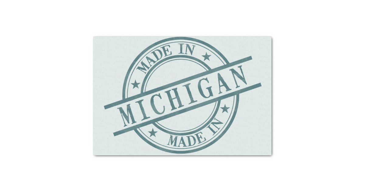 Made In Michigan Stamp Style Logo Symbol Green Tissue Paper | Zazzle