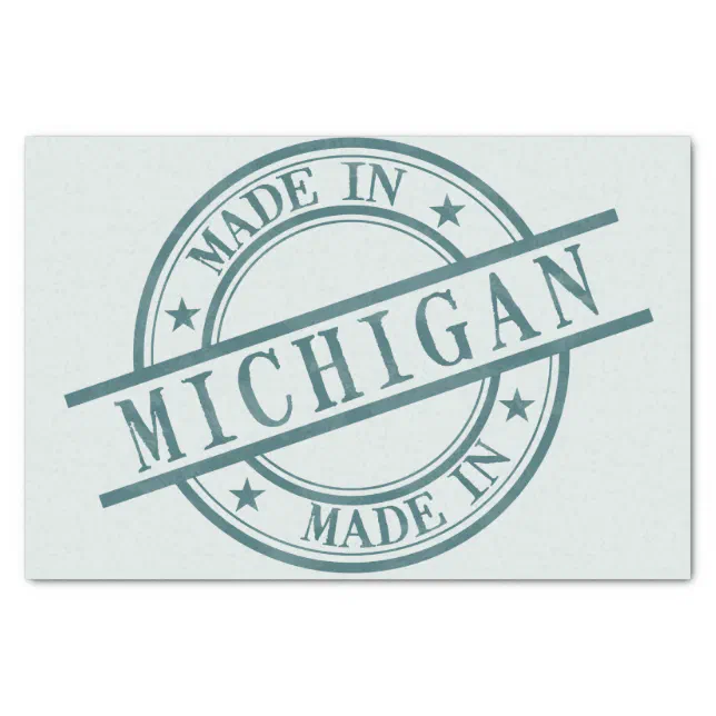 Made In Michigan Stamp Style Logo Symbol Green Tissue Paper | Zazzle