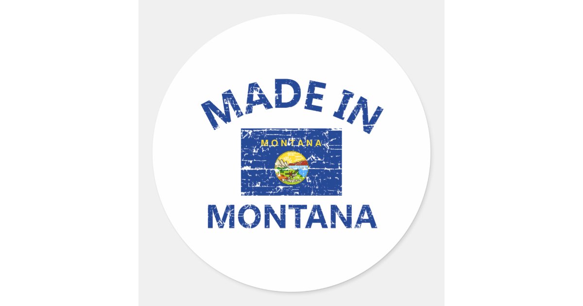 Made in MONTANA United States Flag designs Classic Round Sticker | Zazzle