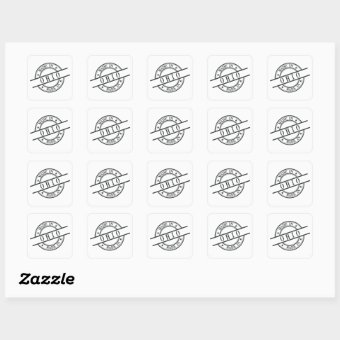 Made In Ohio Stamp Style Logo Symbol Black Square Sticker | Zazzle