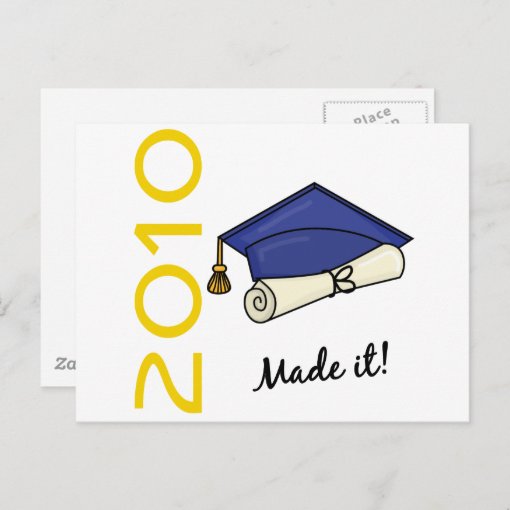 Made It Graduation Cap and Diploma Announcement Postcard | Zazzle